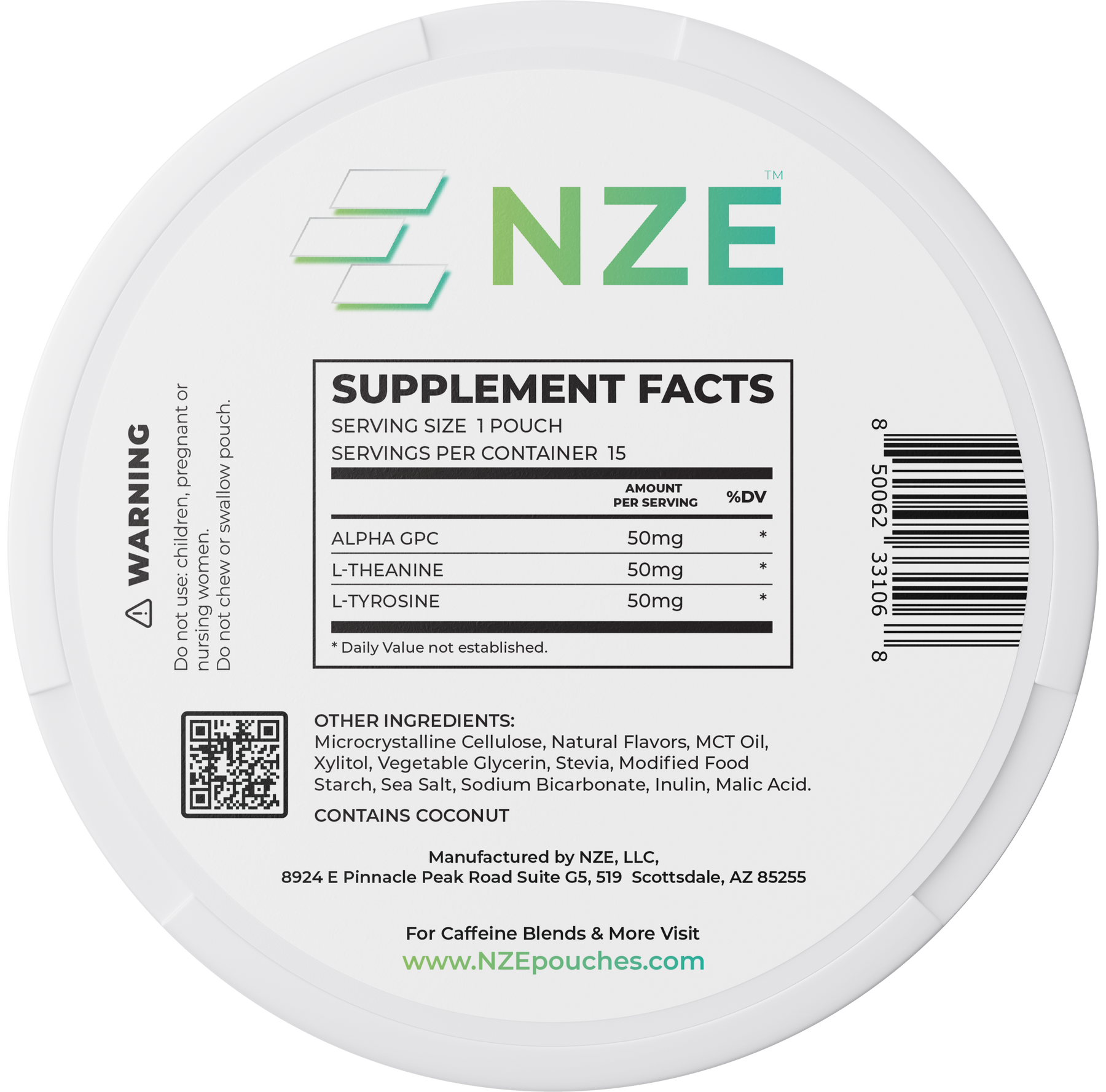 Spearmint Focus Nootropic Pouches | Caffeine Free | 5 Pack | NZE · NZE